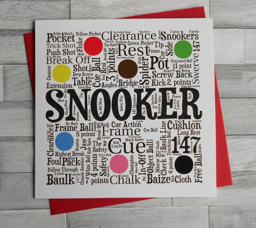 Snooker Theme Blank Birthday Greeting Supporters Players Blank - Etsy UK