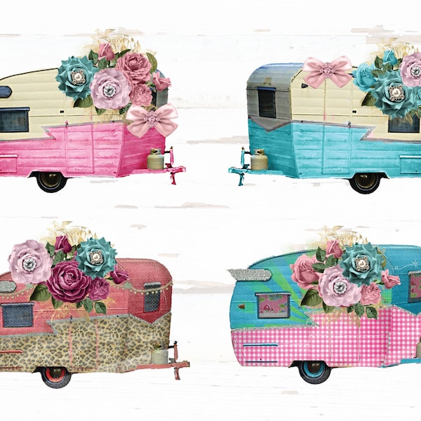 Retro Camper Clipart - Etsy