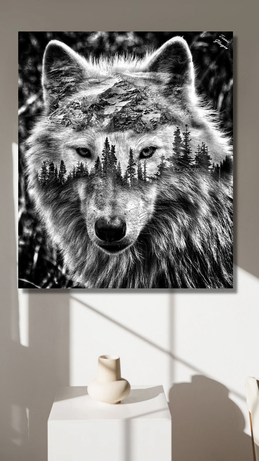 Wolf Canvas Print, Yellowstone Wolf Wall Art, Ready to Hang Wall Decor ...