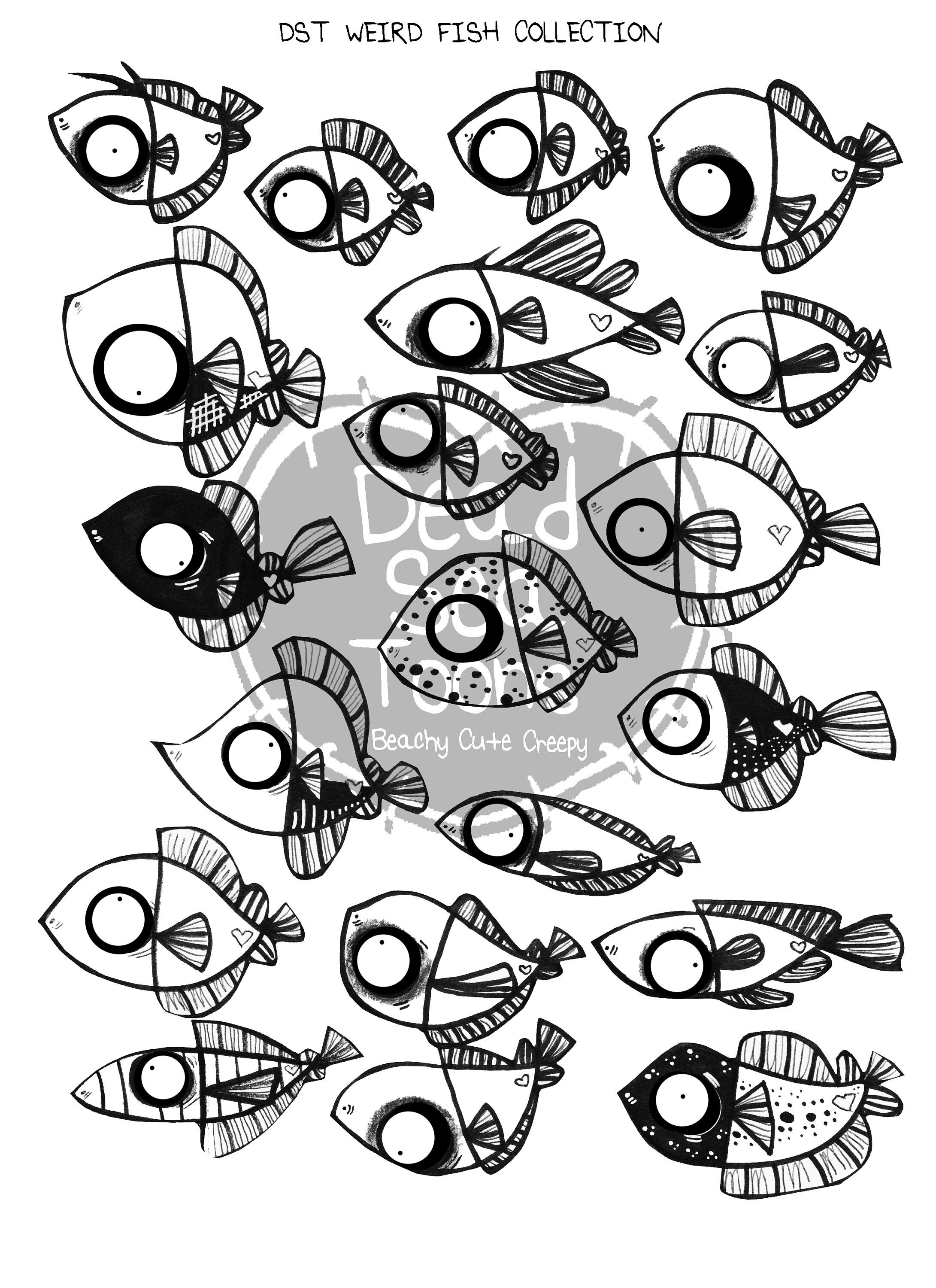 Prints Instant Download DST weird fish collection Printable Digital ...
