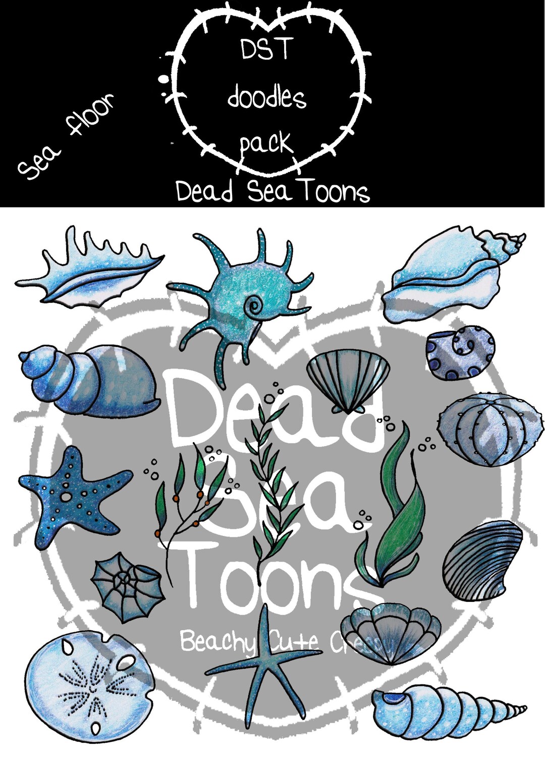 Instant Download, Printable Digital Stamp, DST Sea Doodles Pack - Etsy