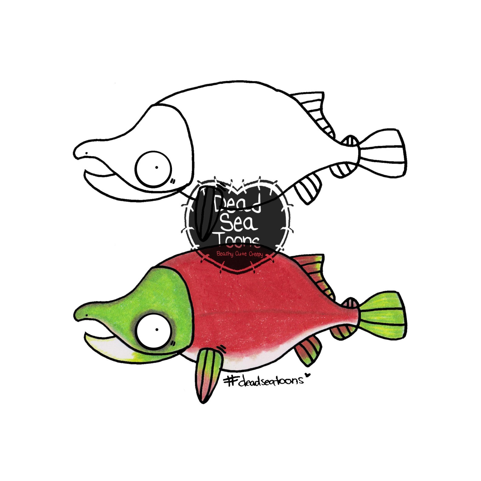 Instant Download Printable Digital Stamp DST Salmon | Etsy