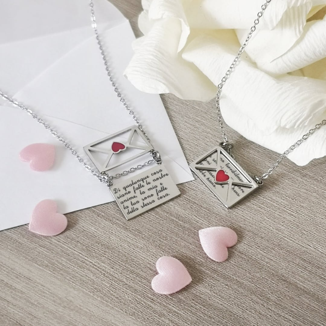 Personalized Envelope Locket, Letter Necklace, Envelope Pendant ...