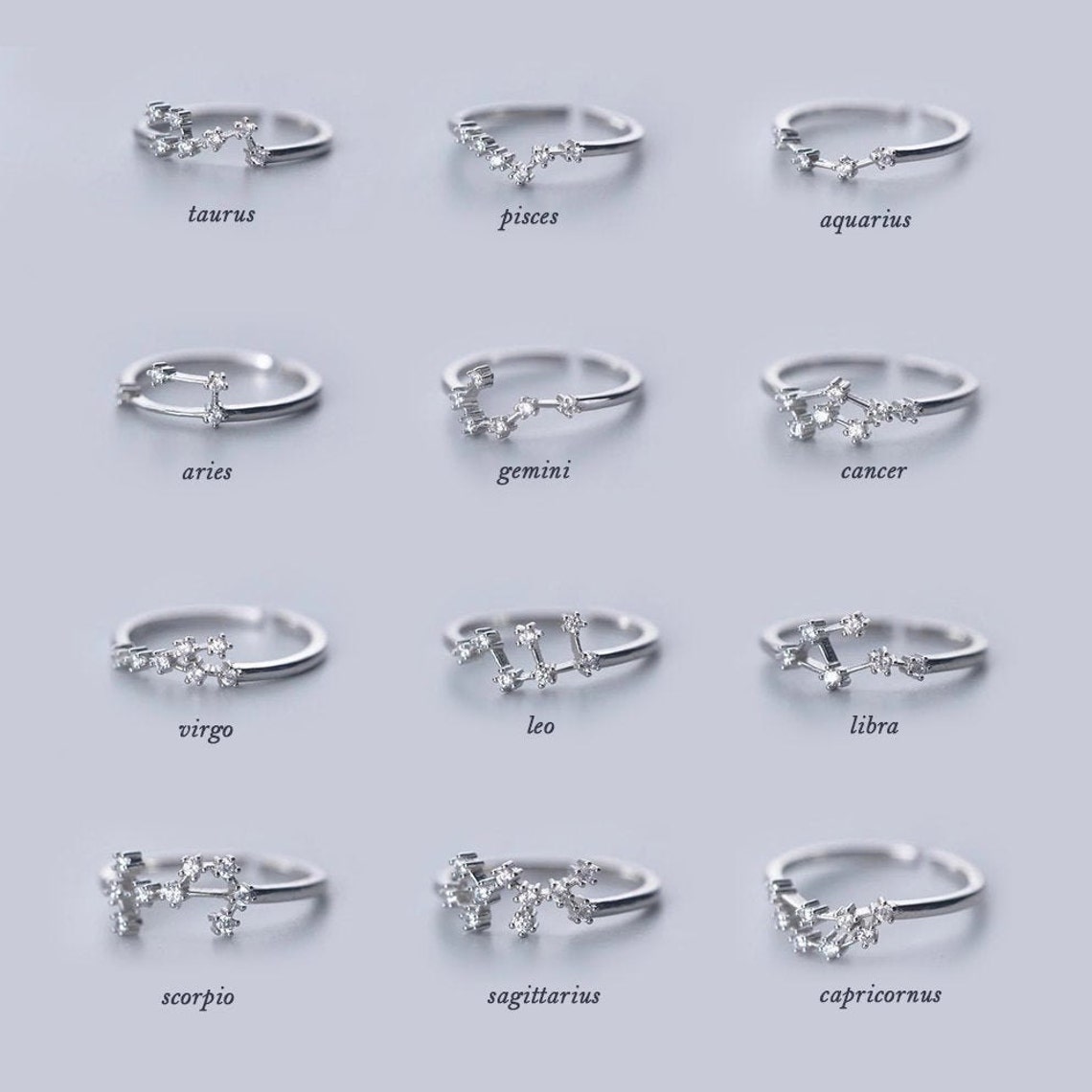 Zodiac Sign 925 Sterling Silver Ring Constellation Ring - Etsy