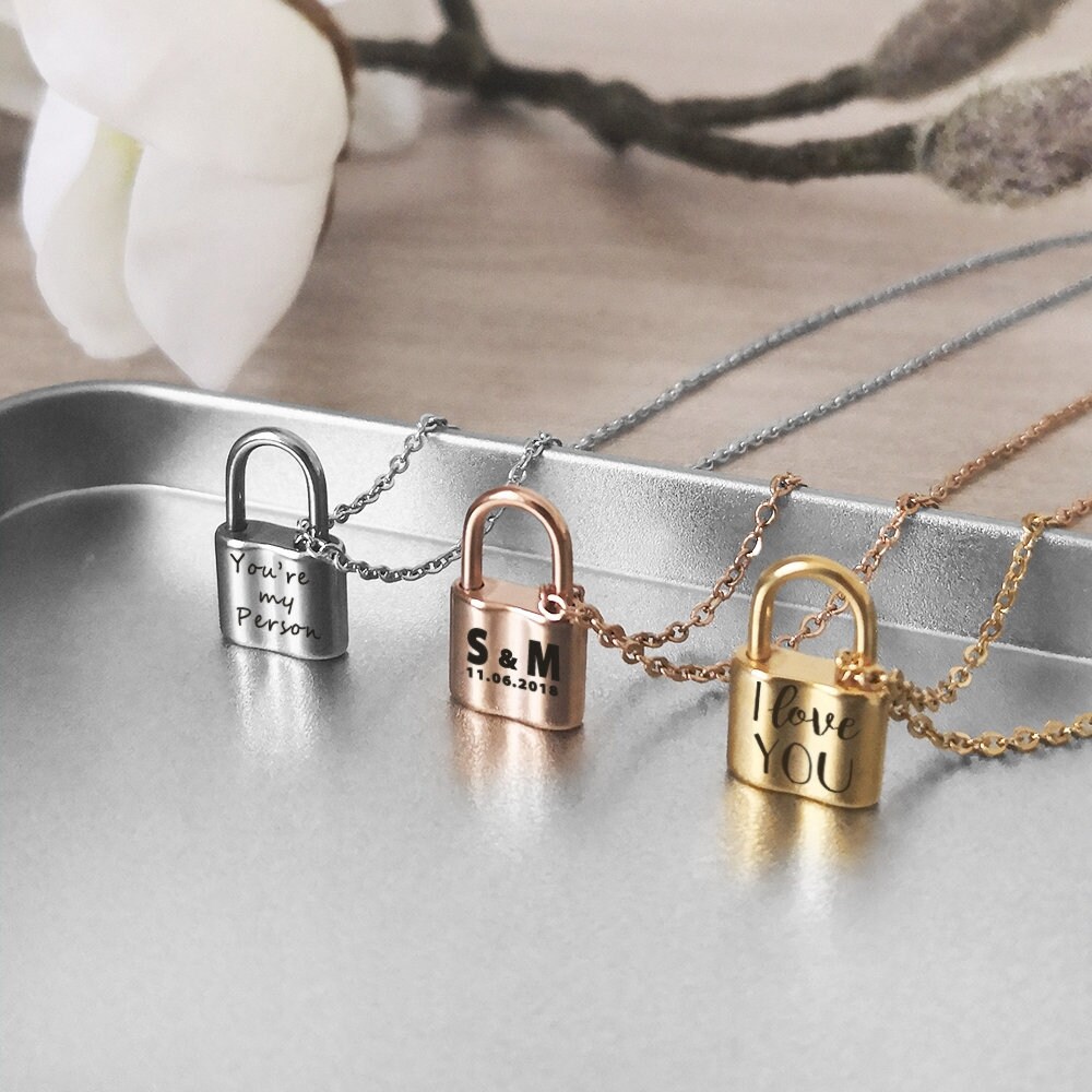 Custom Padlock Necklace Custom Key Locket Custom Love | Etsy