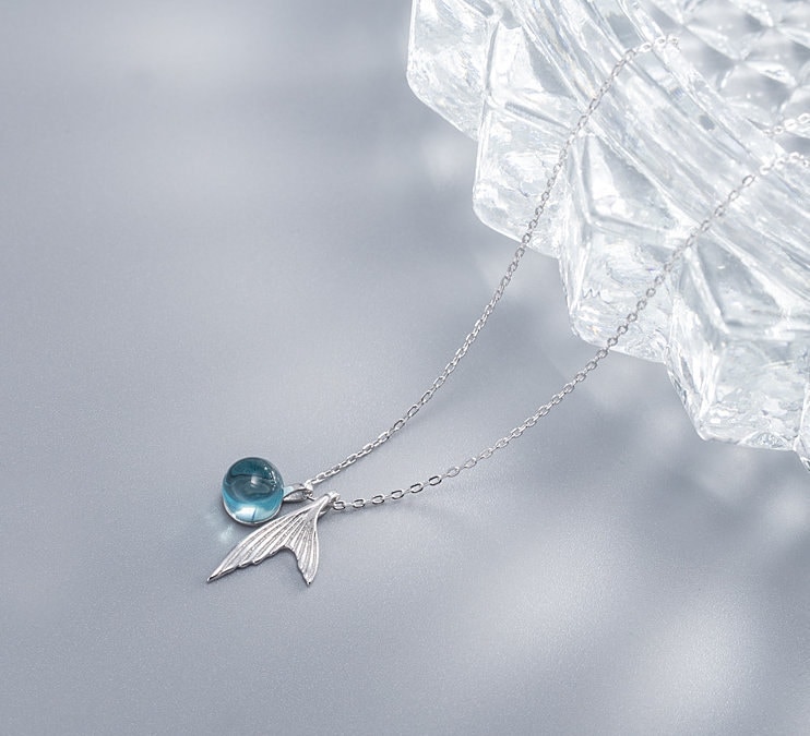 Mermaid Necklace 925 Sterling Silver Mermaid Crystal Ball - Etsy