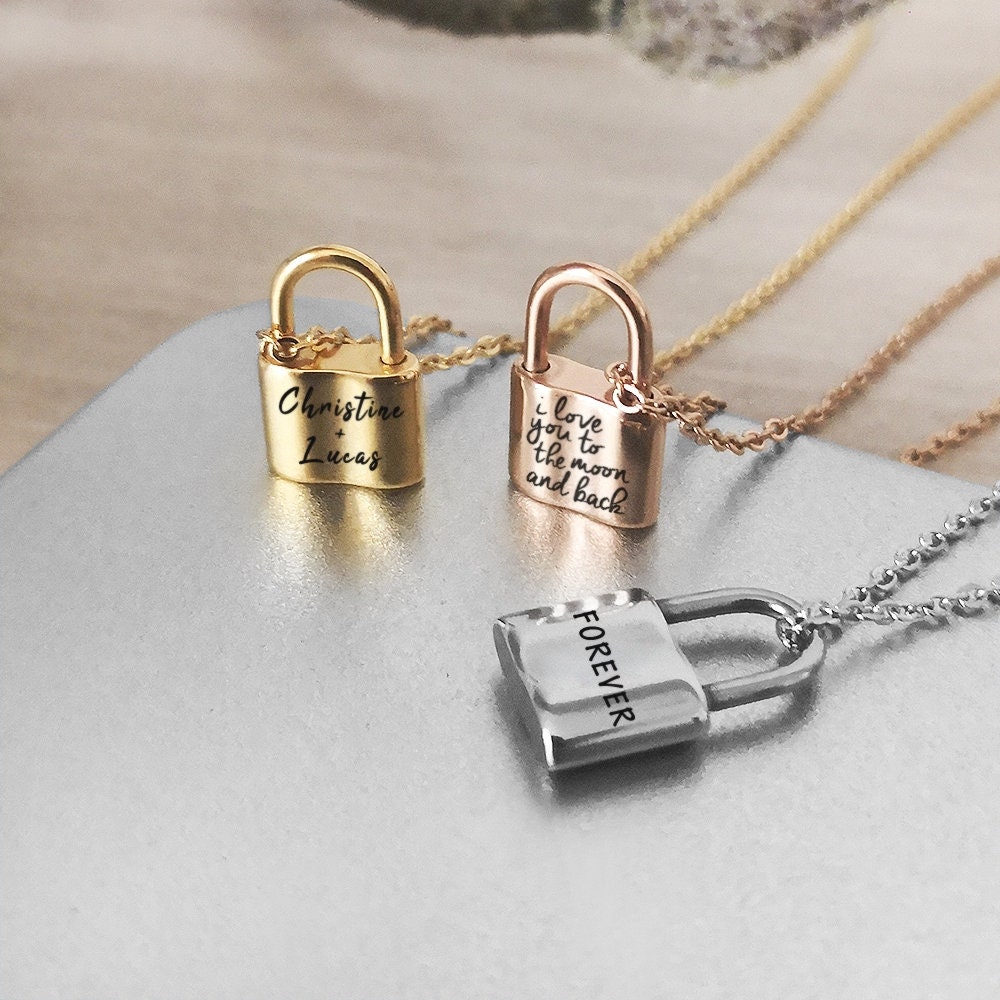Custom Padlock Necklace Custom Key Locket Custom Love | Etsy