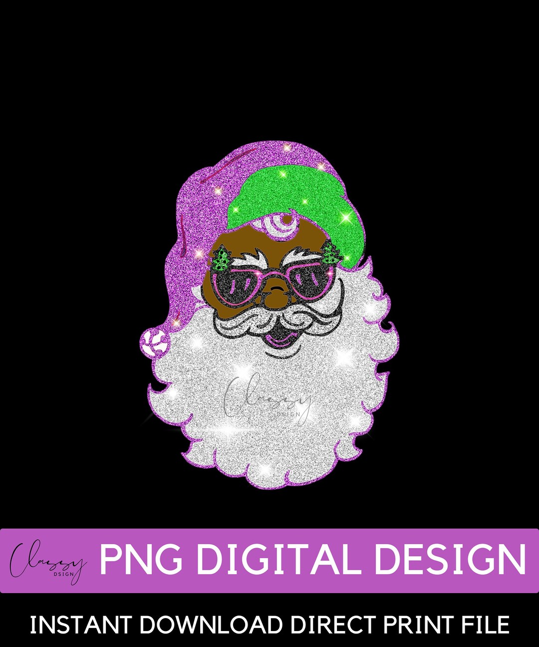 Afro Santa With Sunglasses PNG/ Merry Christmas Afro Christmas Santa ...