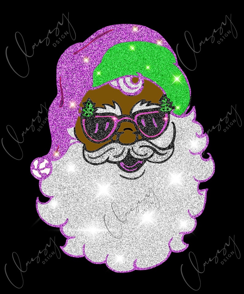 Afro Santa With Sunglasses PNG/ Merry Christmas Afro Christmas Santa ...