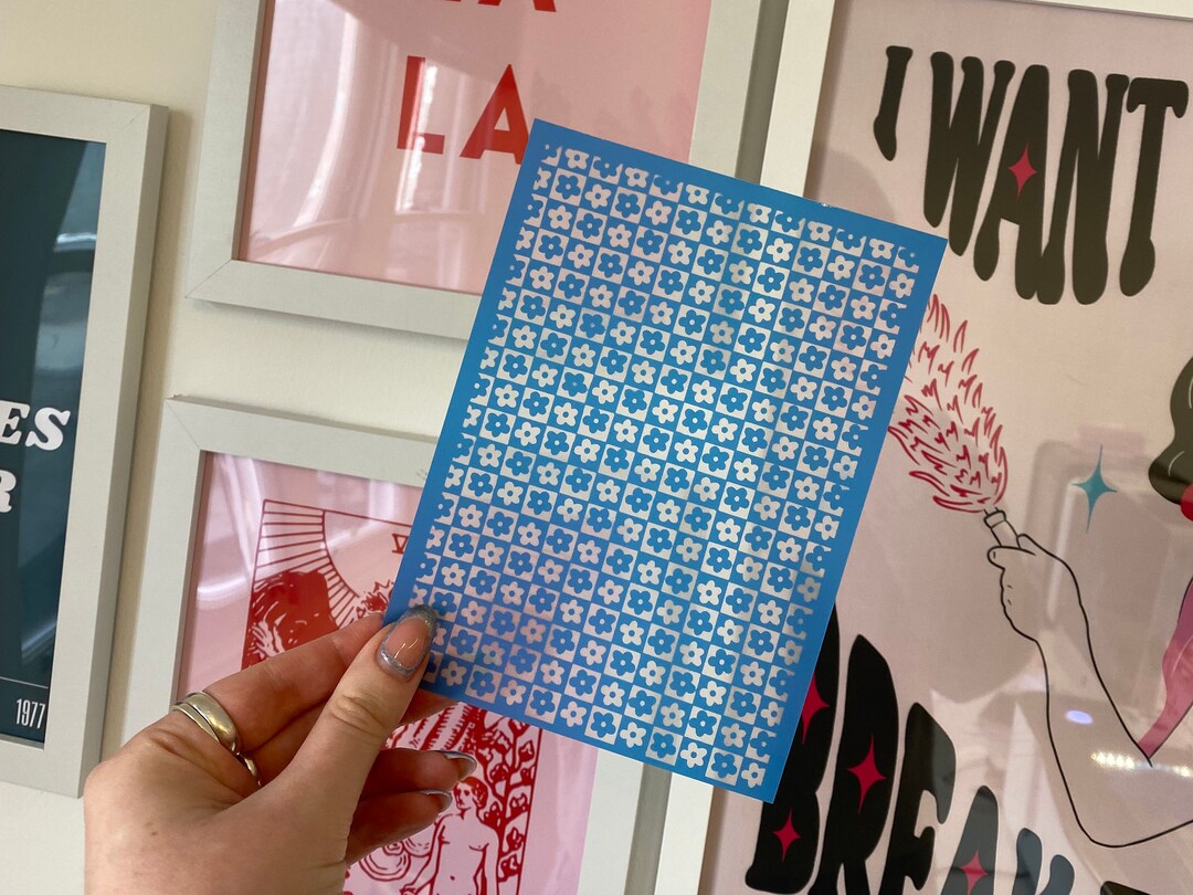 Flower Check Silk Screen for Polymer Clay. Checkerboard Silkscreen for ...