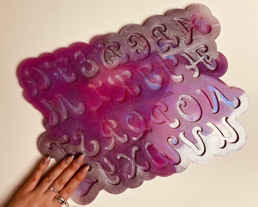 Silicone Alphabet Resin Mould. 60s Font Mould. Lettering Mould. Cursive ...