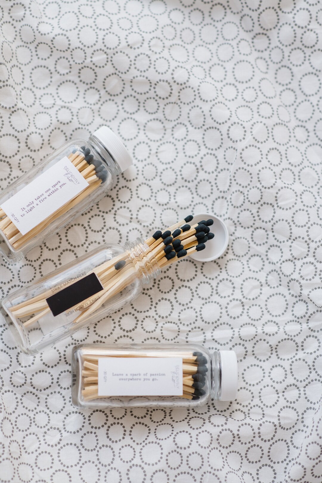 Black Tip Long Matches 3 Pack in Glass Bottle Stylish Apothecary Decor ...