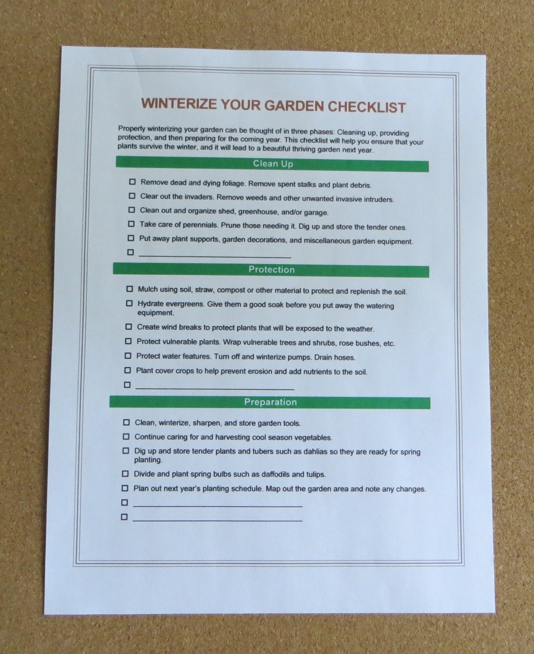 Garden Winterization Checklist,garden Planner,garden Chore Tracker ...