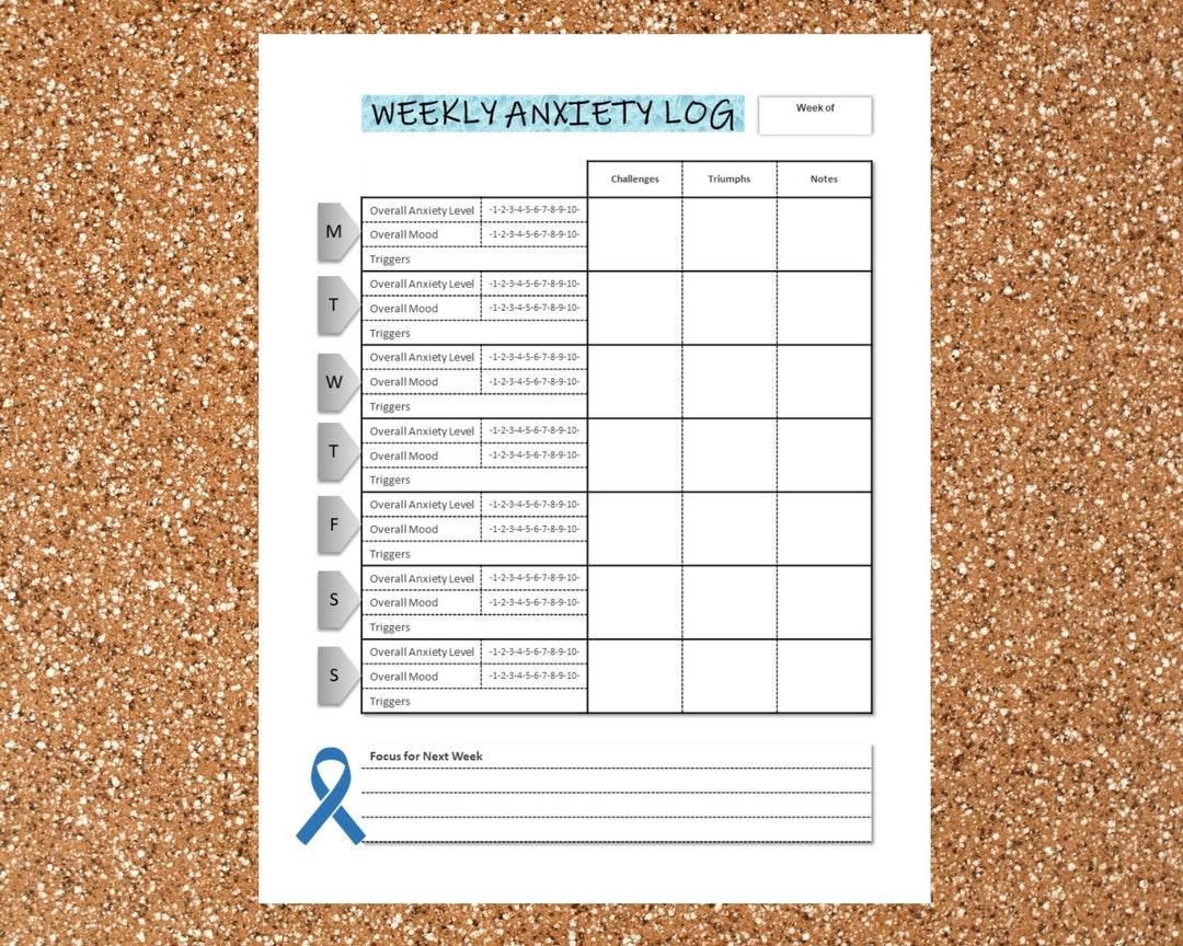 Weekly Anxiety Log,printable,emotional and Mental Health Tracker,daily ...