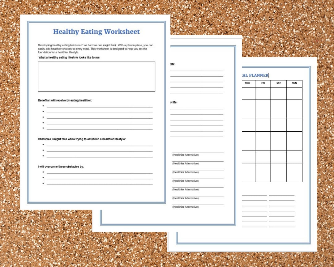 Healthy Eating Worksheet,plan and Track Healthy Diet,printable,meal ...