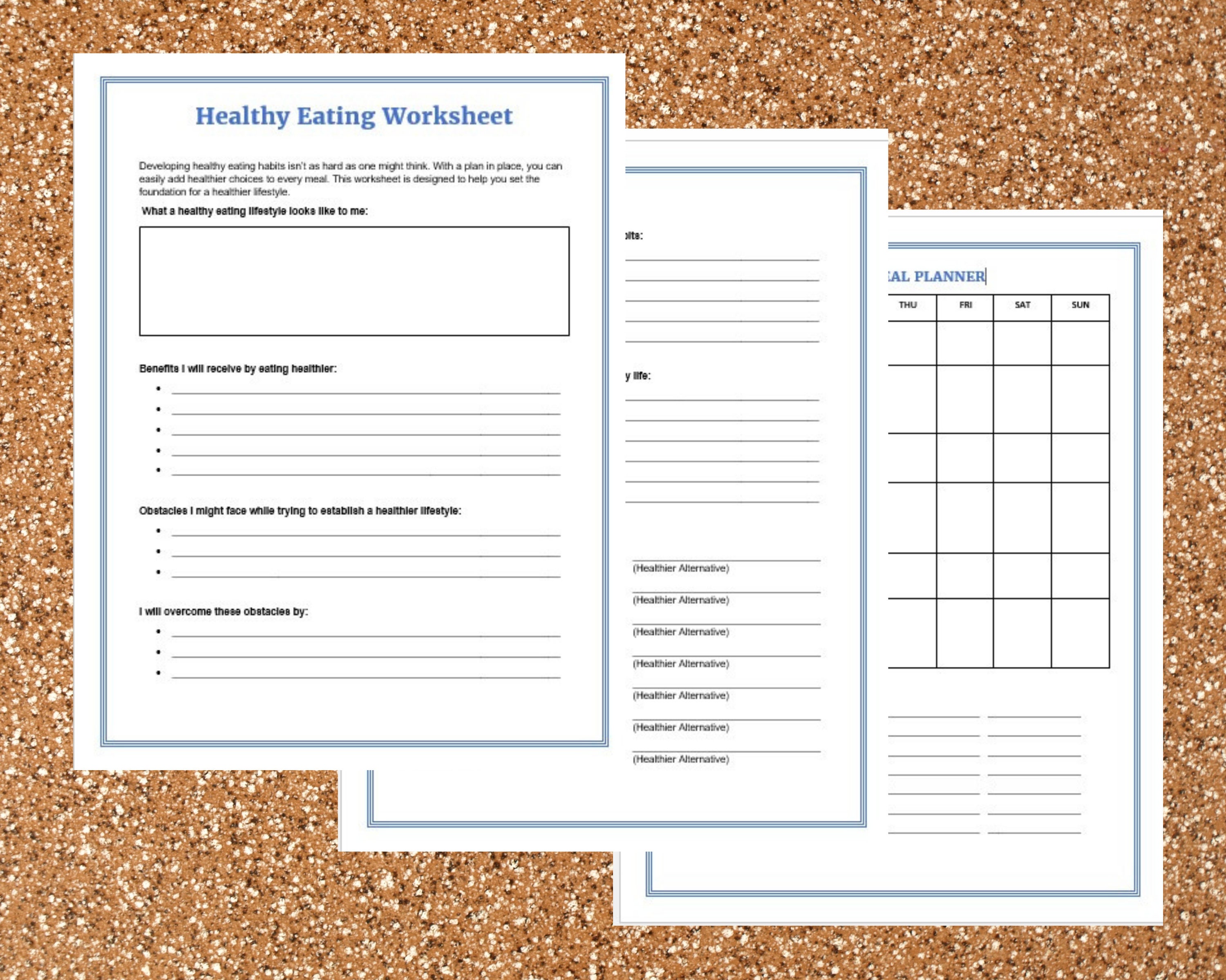 Healthy Eating Worksheet,plan and Track Healthy Diet,printable,meal ...