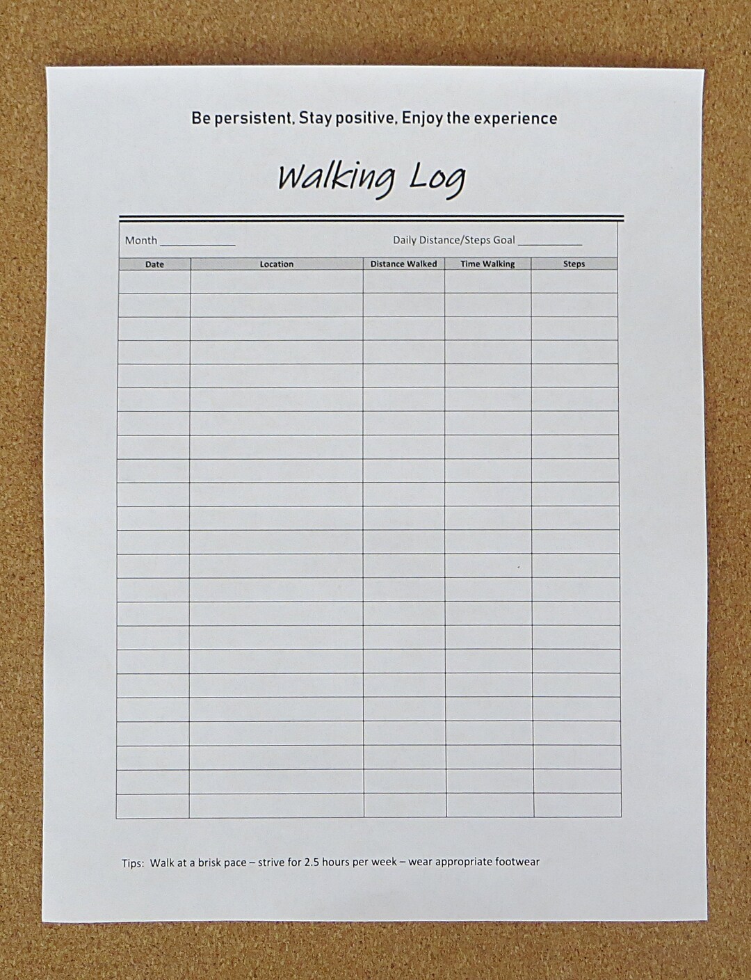 Walking Log,exercise Planner,fitness Tracker,printable,a4,u.s.letter ...