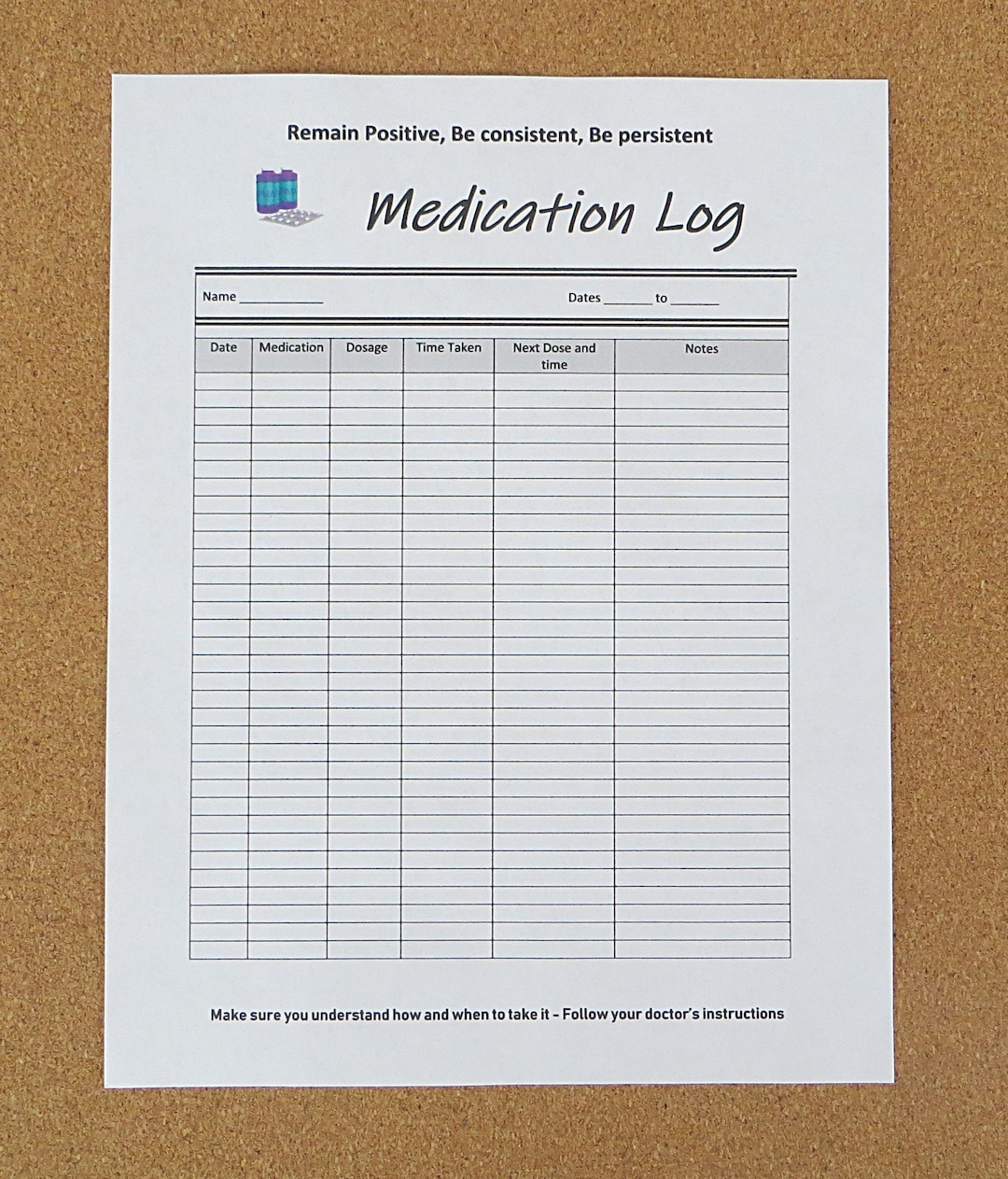 Medication Log,printable,health Tracker,daily Journal,us Letter Size,a4 ...