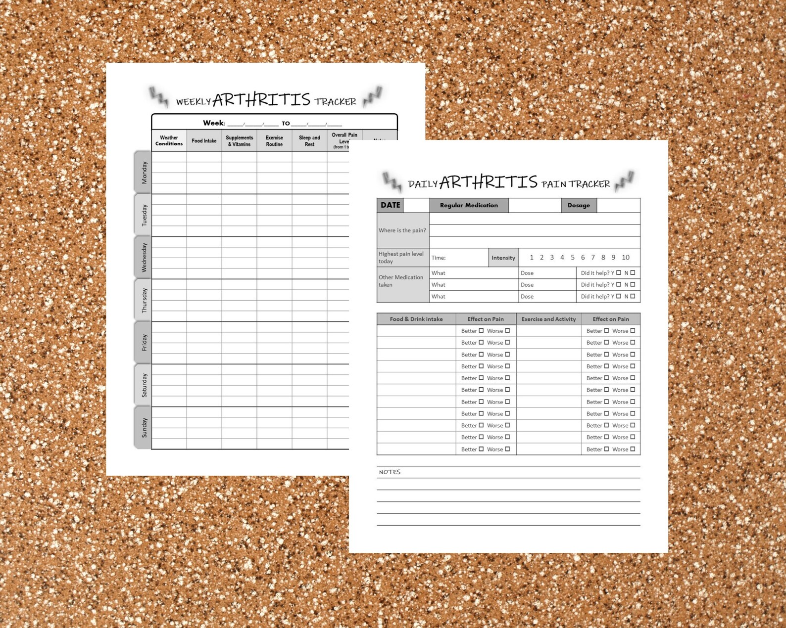 Arthritis Pain Tracker, Daily and Weekly Tracking, Printable,arthritis ...