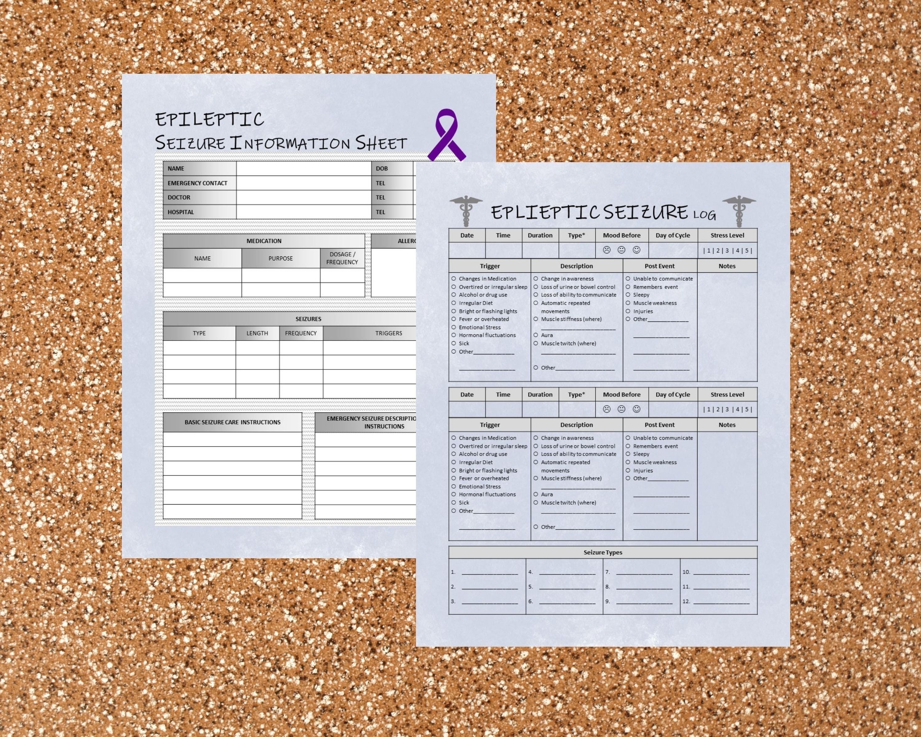 Epileptic Seizure Information and Tracking Log,printable,health Tracker ...