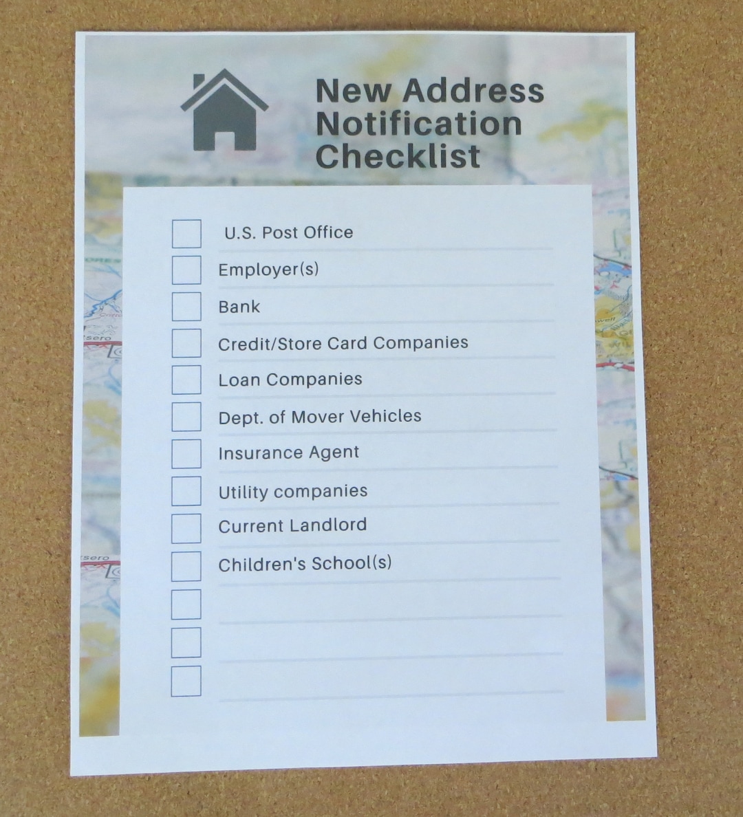 New Address Notification Checklist, Change of Address, Printable, Keep ...