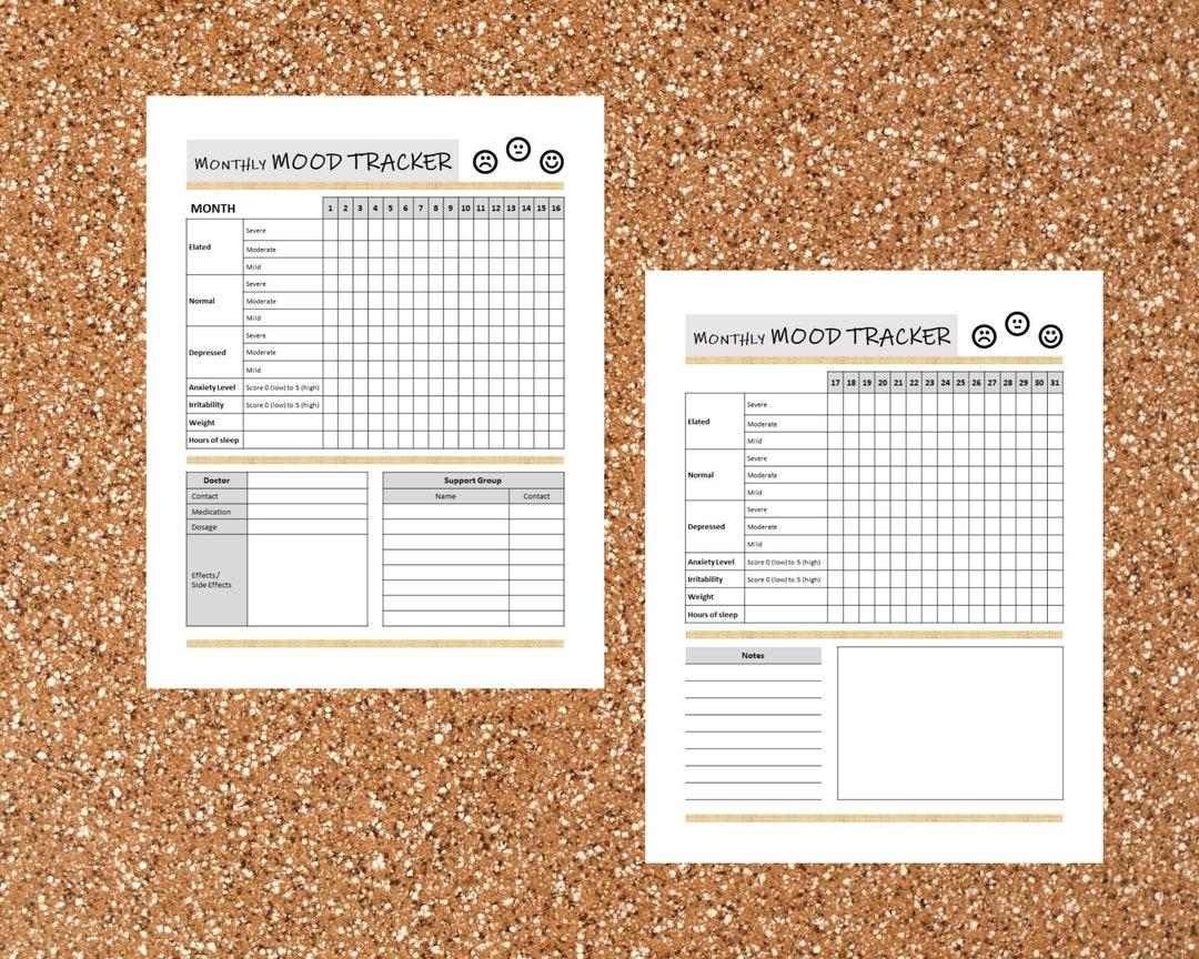 Monthly Mood Tracker,printable,mental and Emotional Health Tracker ...