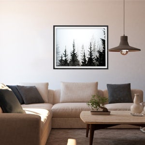 Foggy Forest Printable Water Color Wall Art, Watercolor Pine Tree ...