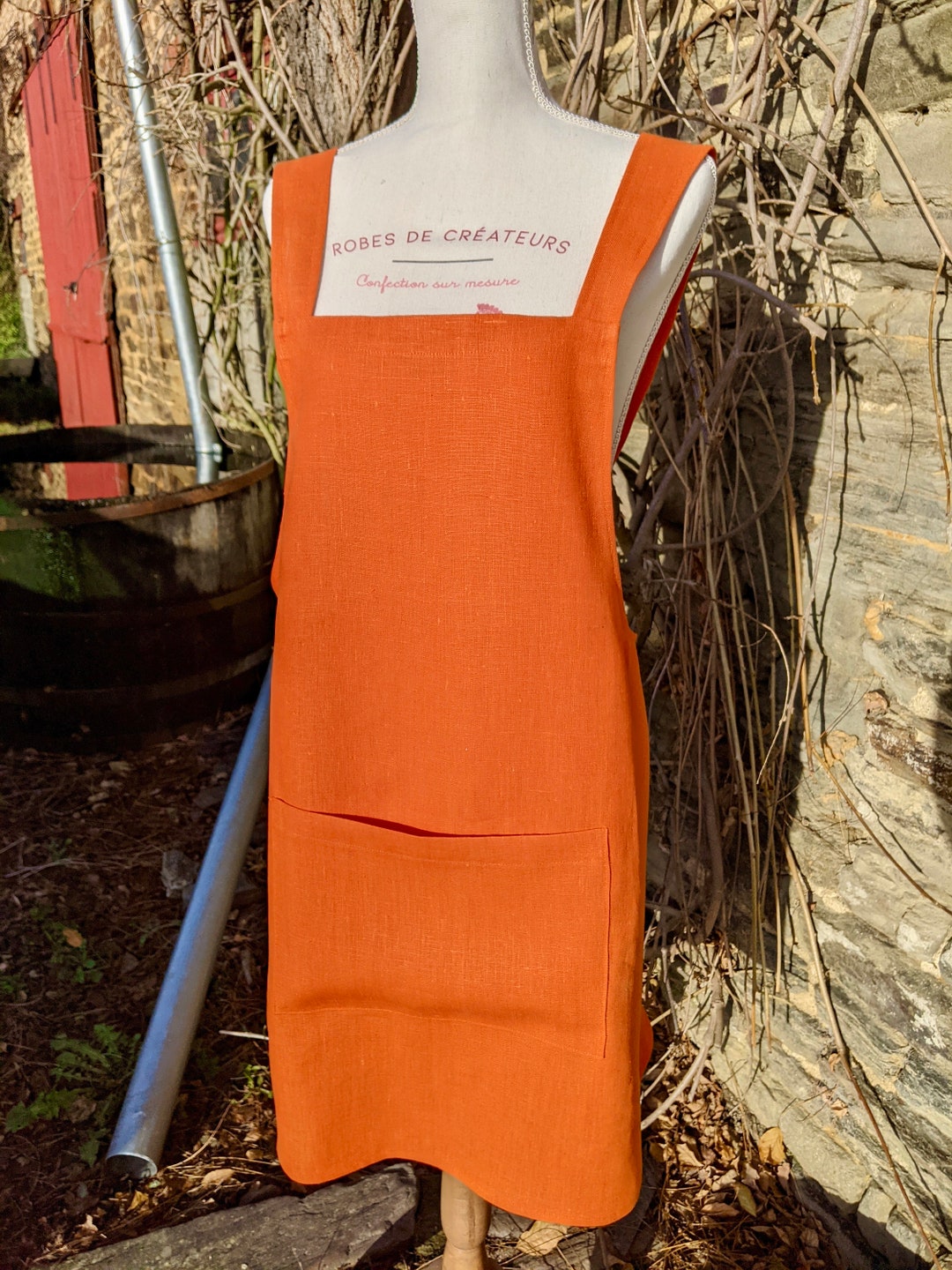 Japanese Style 100% Linen, Women's Apron, Wrap Around, Pinafore, Single ...