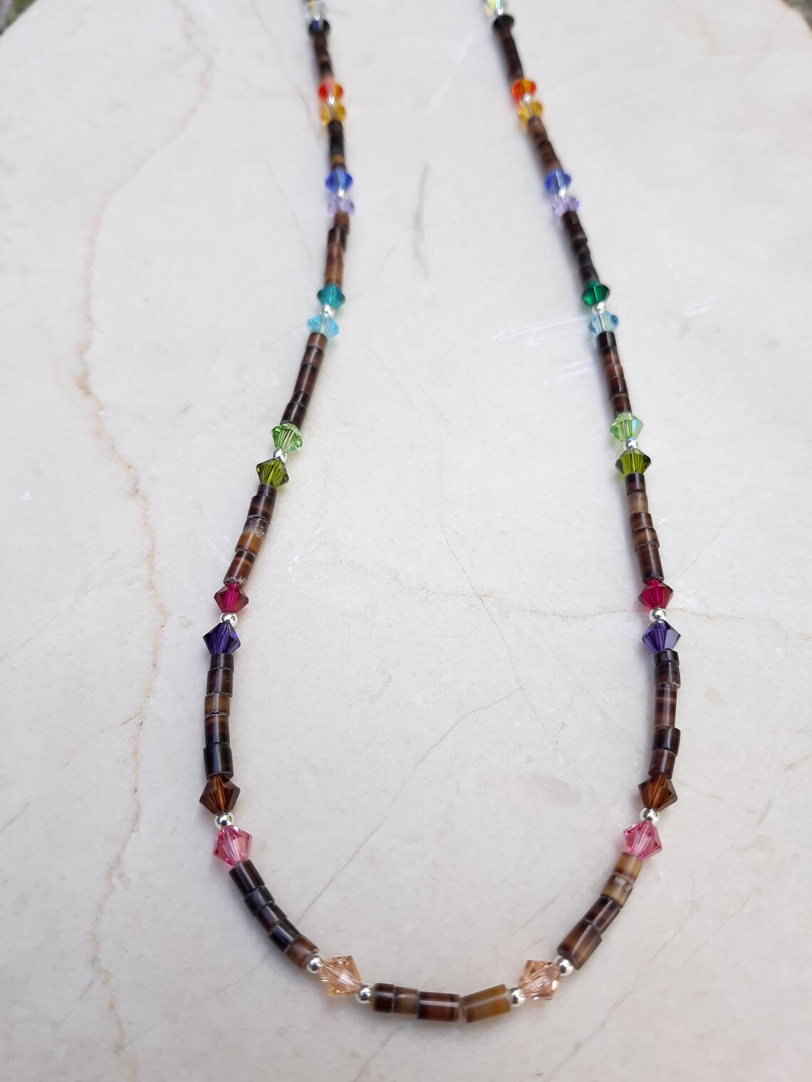 Dark Penshell & Swarovski Rainbow Bicone Sterling Silver | Etsy