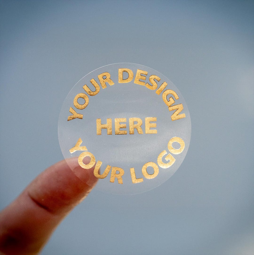 50 Clear Round 37mm 45mm Foil Custom Stickers | Gold Silver Foil Logo ...