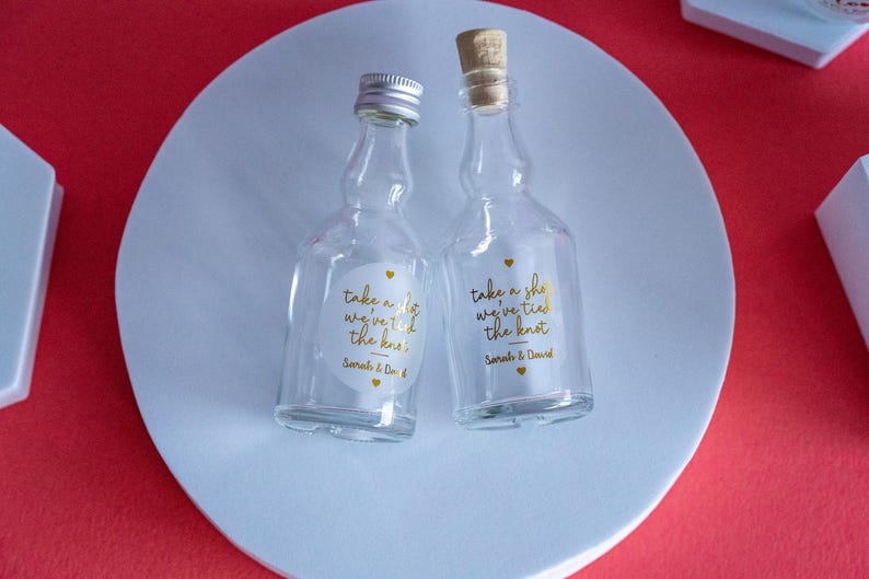 Personalised Metallic Foil Wedding Stickers | Take a Shot We’ve Tied ...