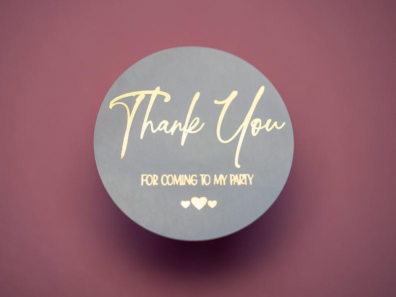 Personalised Thank You Metallic Foil Stickers | Custom Party Favour ...