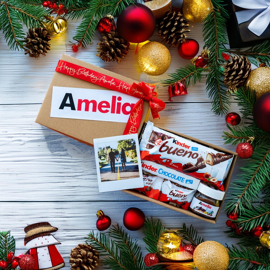 Personalised Nutella & Kinder Bueno Inspired Chocolate Gift Box Custom ...