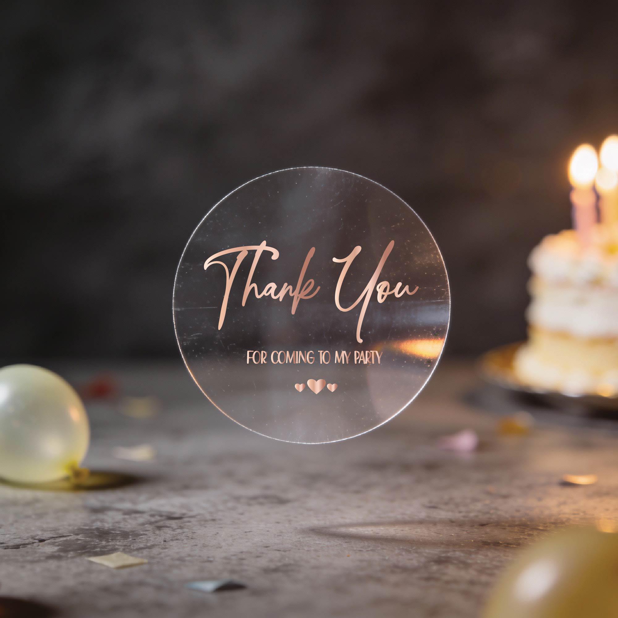 Personalised Thank You Metallic Foil Stickers | Custom Party Favour ...