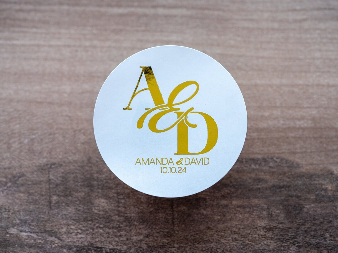 Personalised Metallic Foil Wedding Monogram Stickers/custom Initial ...