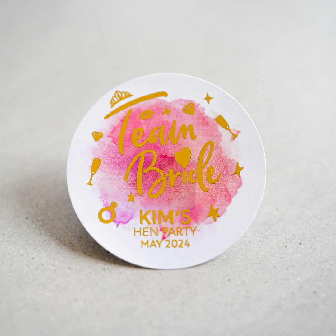 Personalised Team Bride Hen Party Metallic Foil Stickers/hen Do Labels ...