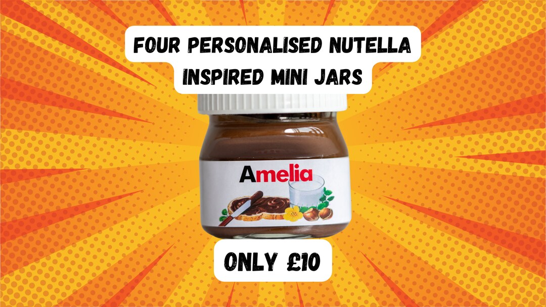 Four Personalised Nutella Inspired Mini Jars With Custom Sticker ...