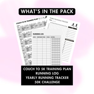 Running Tracking Pack - Couch to 5K Training Plan With Running Log, Yearly Running Tracker & 50K ...