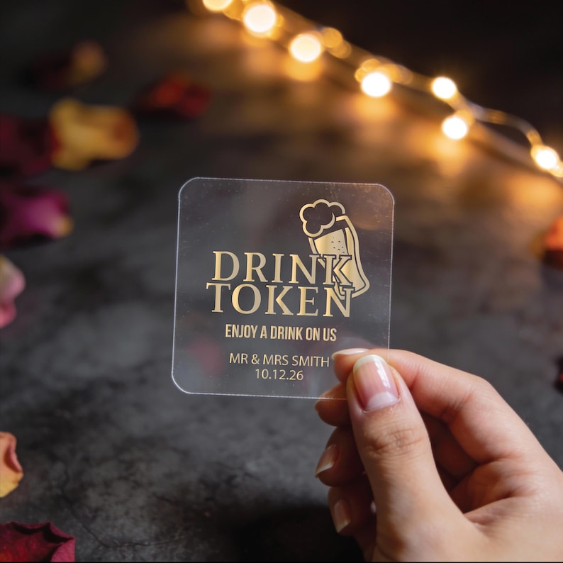 Personalised Square Gold Foil Wedding Drink Stickers | Rose Gold Foil ...