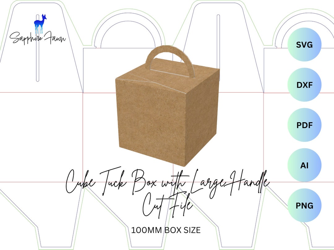 Cube Tuck Box With Handle SVG Cut File – Perfect for Wedding Favours ...