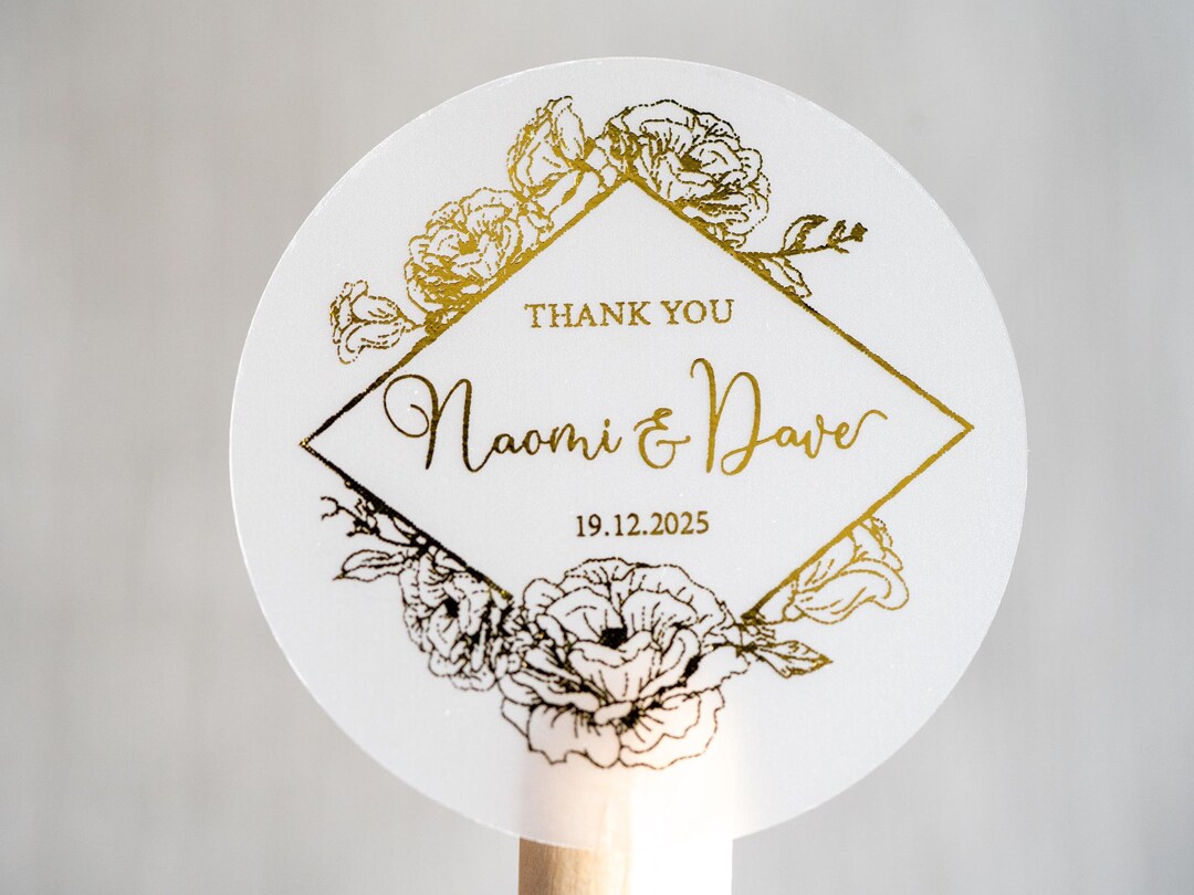 Metallic Custom Foil Sticker With Floral Frame/wedding Favours ...