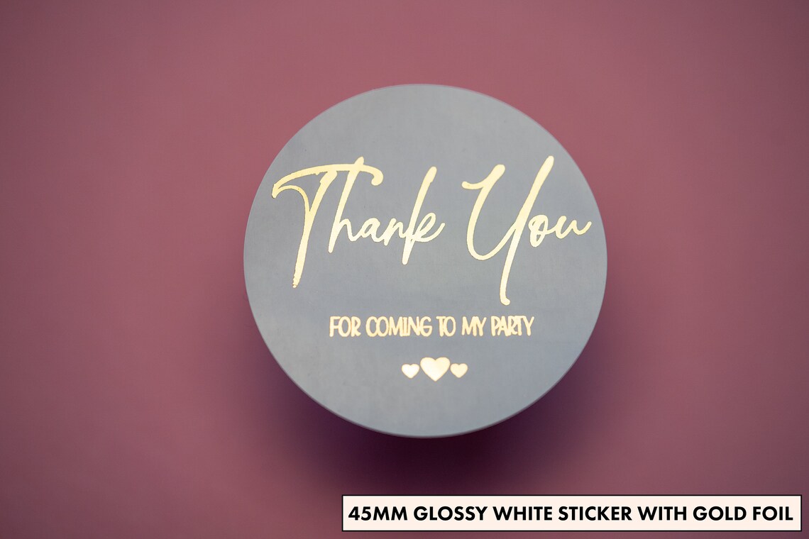 Personalised Thank You Metallic Foil Stickers/custom Party Labels ...