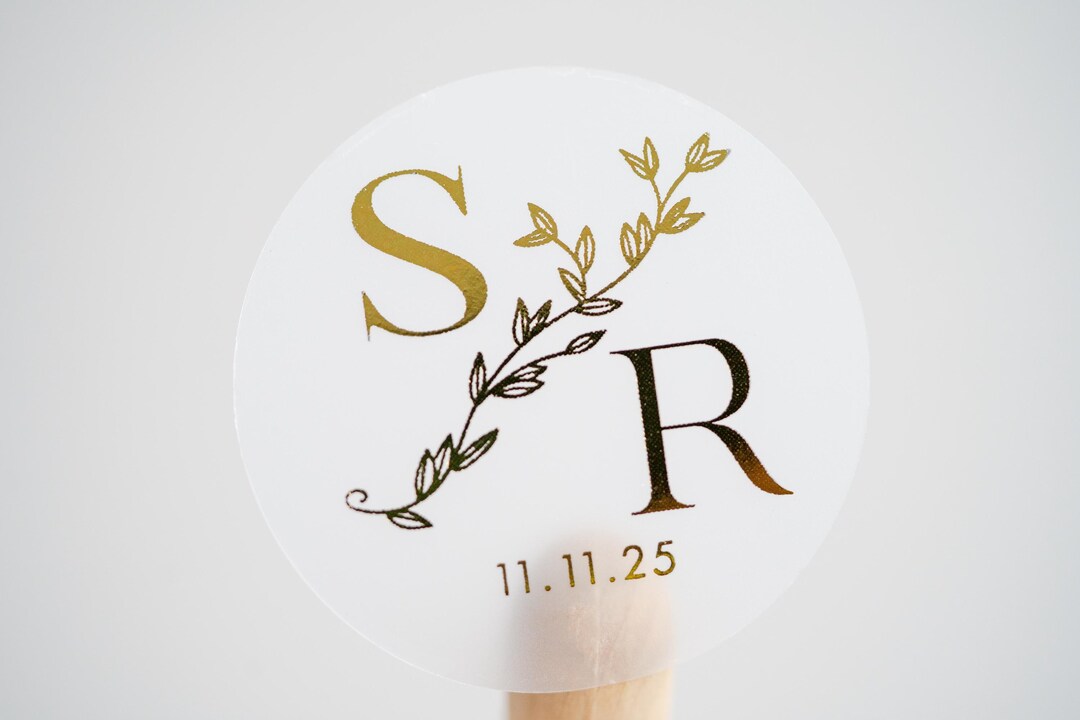Personalised Metallic Foil Wedding Monogram Stickers/custom Initial ...