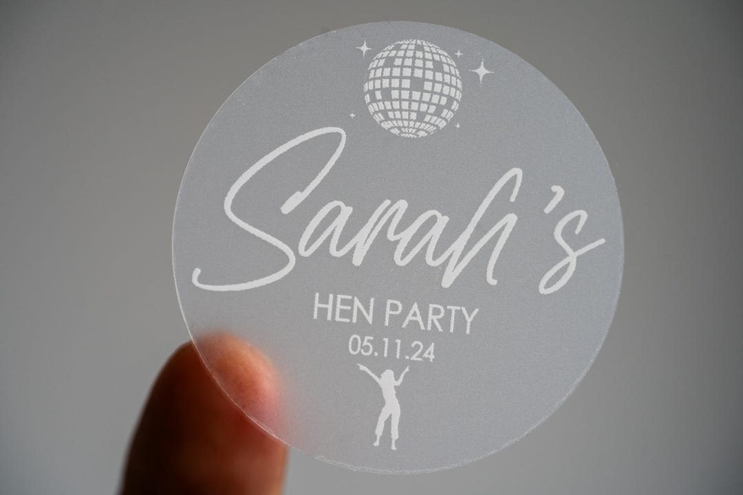 White Hen Party Disco Themed Custom Stickers/hen Do Labels/hen Party ...