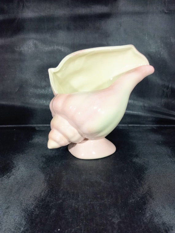 Vintage Ceramic Large Conch Shell Style Planter In PInk And | Etsy