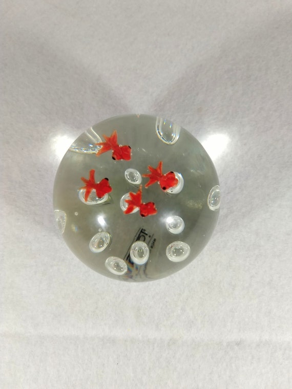 Vintage Gold Fish Paperweight by Tozai Four Orange Fish - Etsy
