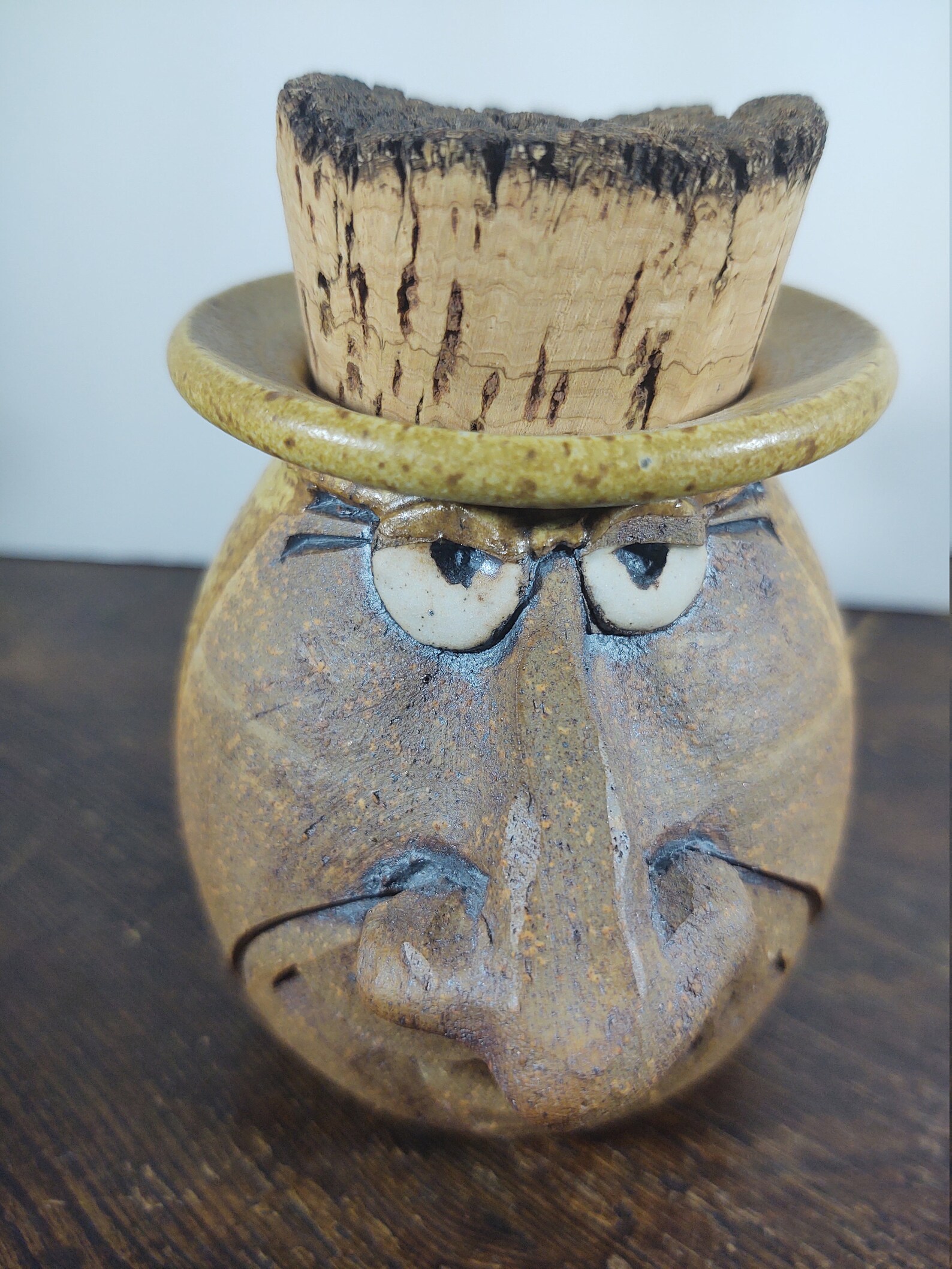 Pottery Stoneware Face Jar With Cork Silly Face Jar With | Etsy