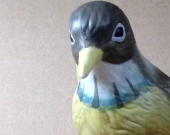 Vintage Bisque Gold Finch Bird Statue. Original Lefton Foil Sticker on ...