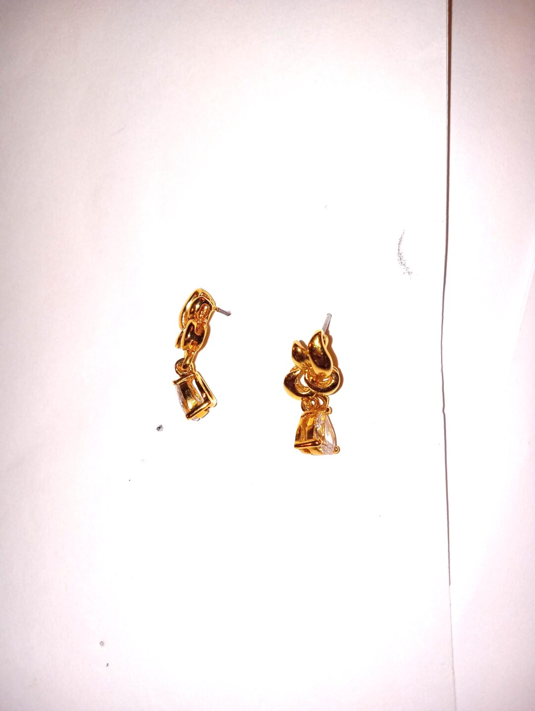 Gold Toned Stud Dangle Rhinestone Earrings. - Etsy