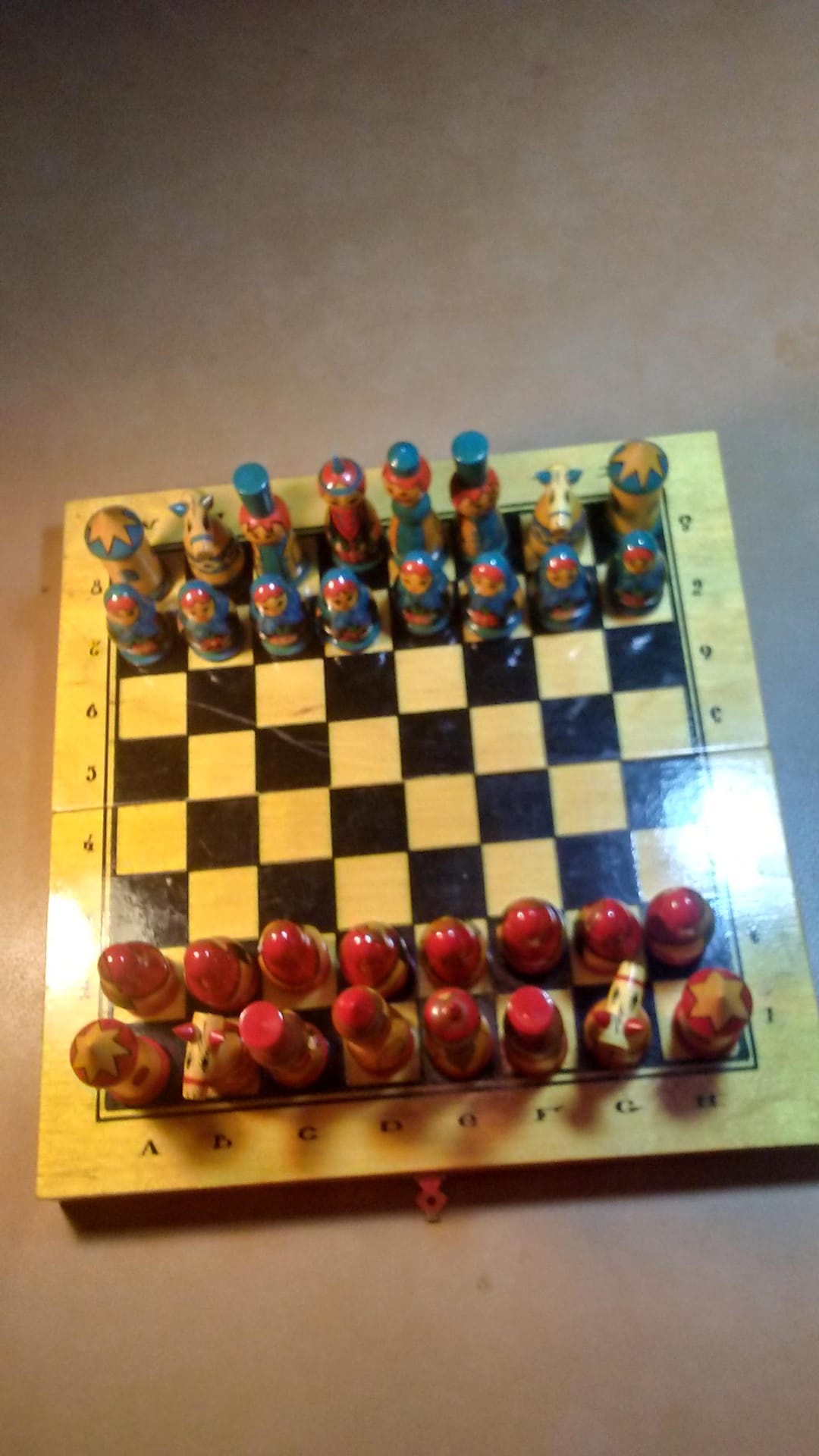 Vintage Russian Chess Pieces and a Handmade Chess Board That Opens for ...